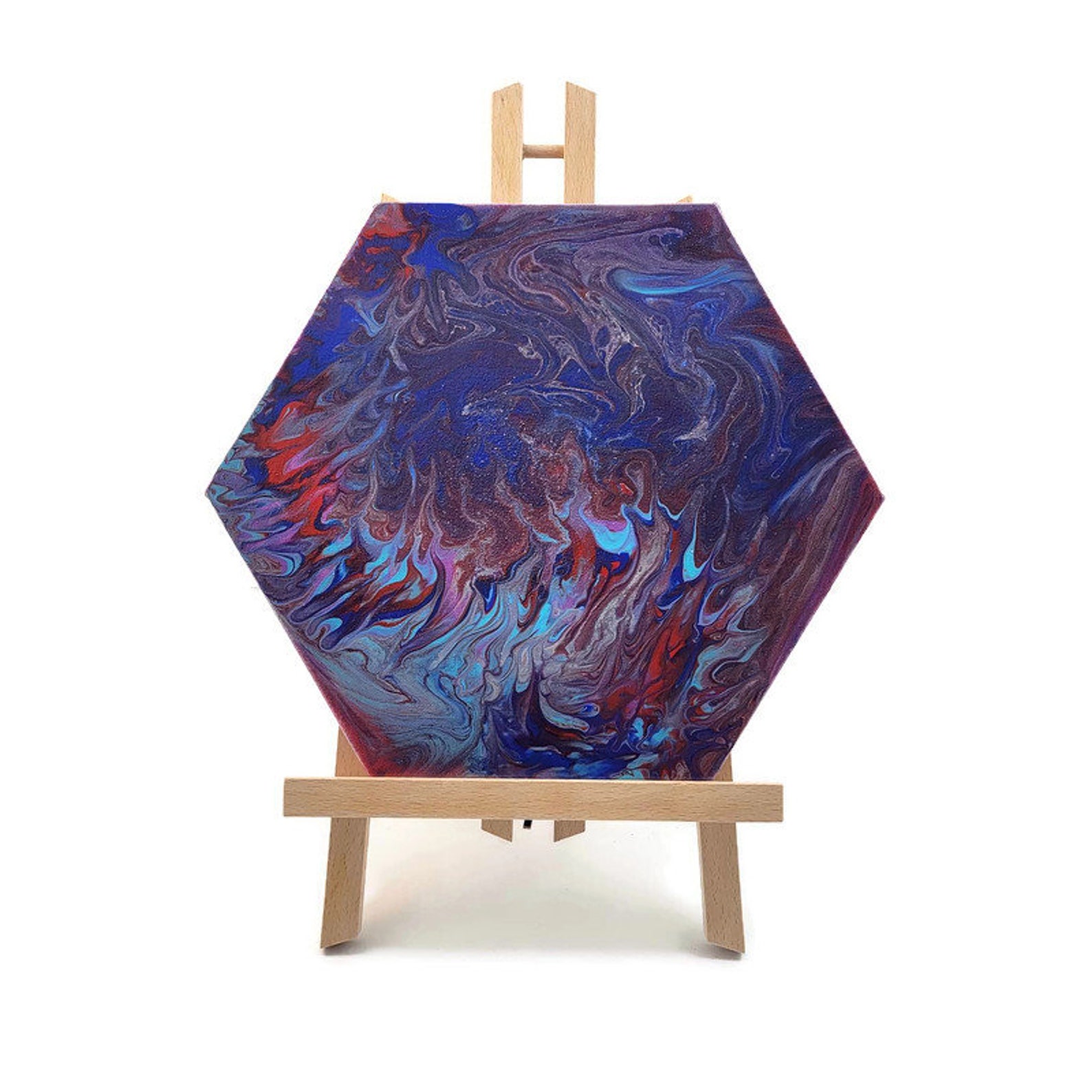 Acrylic Fluid Art Painting Hexagon Stretched Canvas Original - Etsy