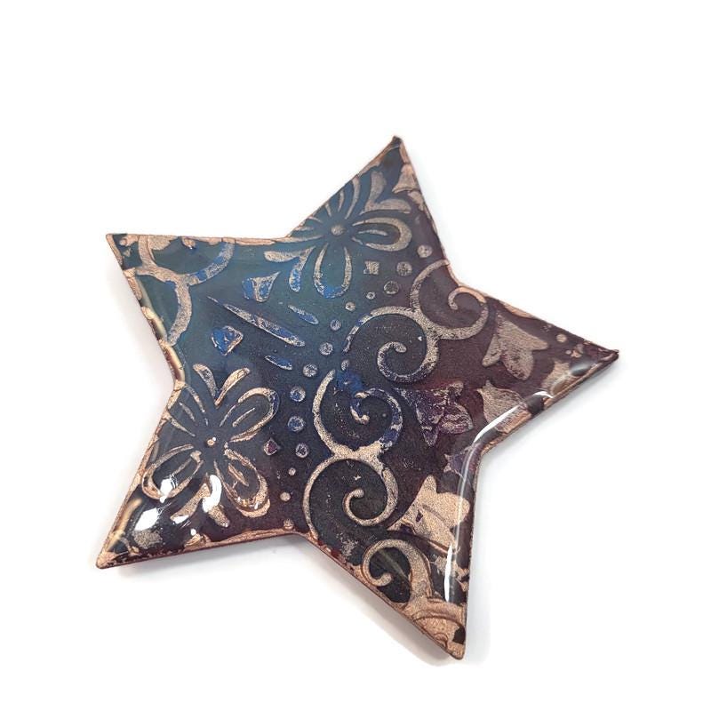 Textured Star Magnet Resin Art Boho Celestial Decor Handmade Strong ...