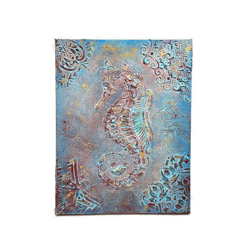 Seahorse Texture Acrylic Painting, Home or Office or Nursery Decor ...