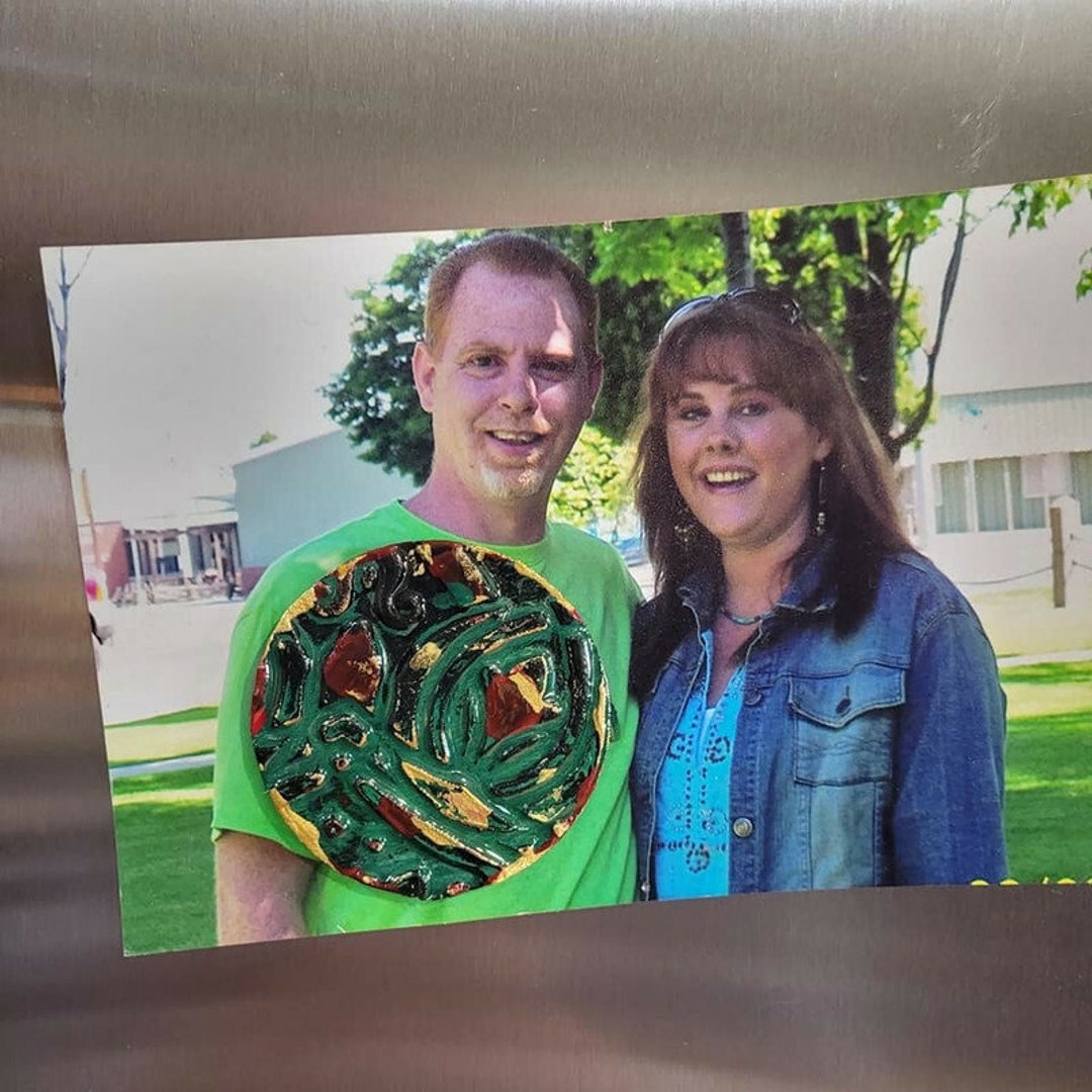 Circle Refrigerator Magnet Wooden Textured Kitchen Office Decor Magnet ...