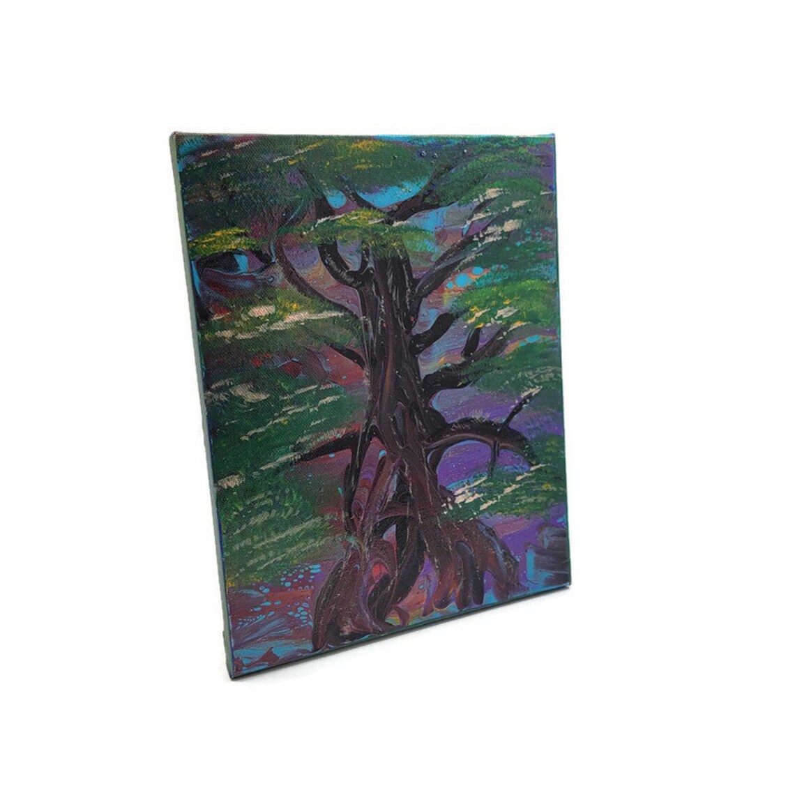 Forest Tree Acrylic Fluid Art Painting Stretched Canvas - Etsy