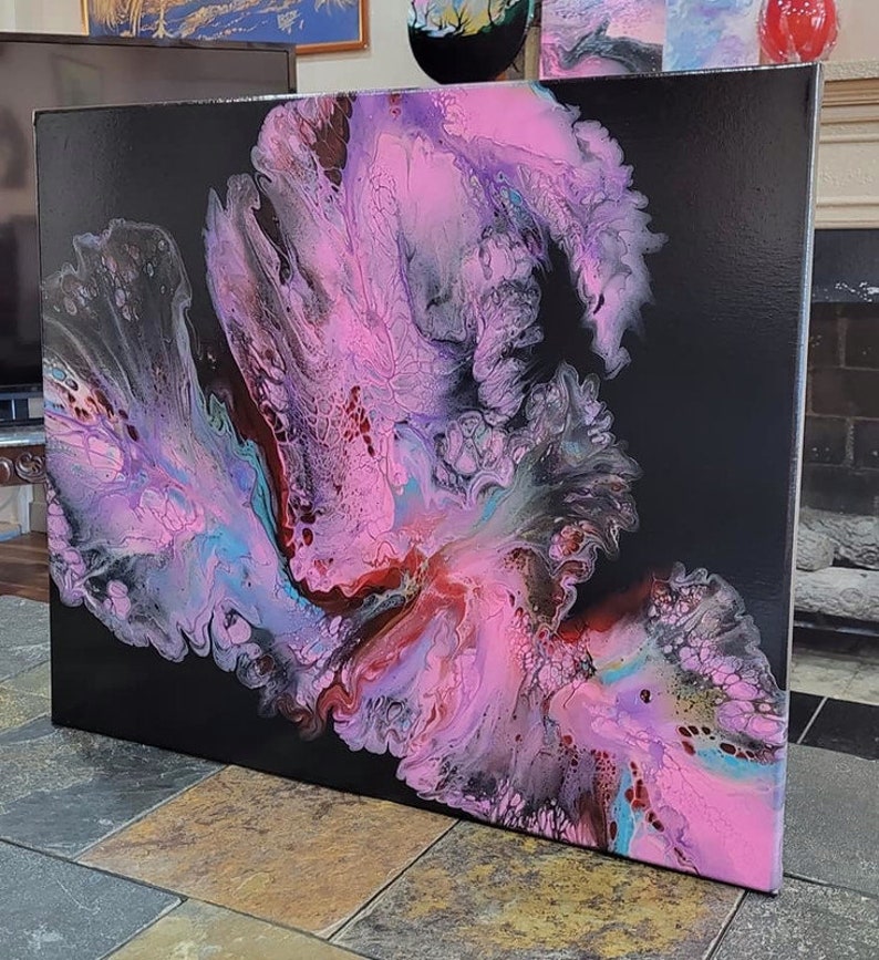 Acrylic Fluid Art Dutch Pour Painting, Stretched Canvas, Original 24 X ...
