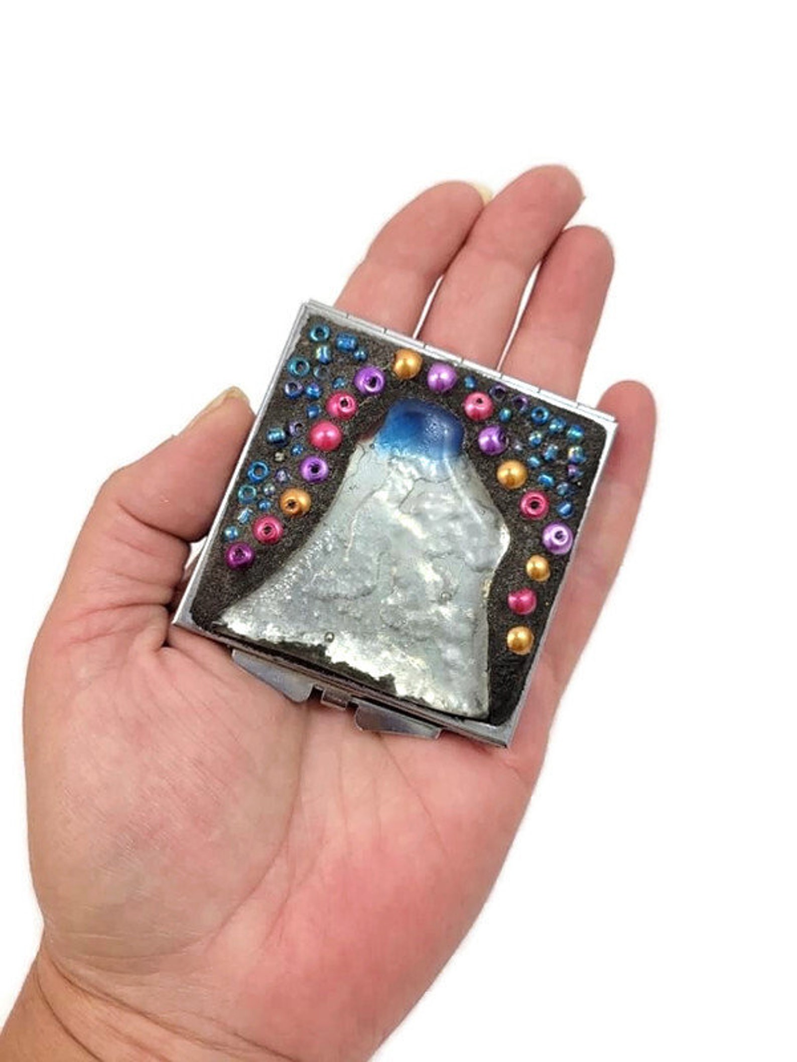 Double Sided Make up Compact Mirror Hand Held Fused Glass - Etsy