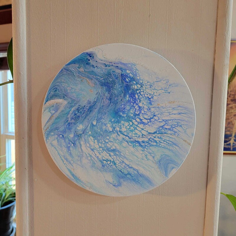 Acrylic Fluid Pour Art Painting Circle Stretched Canvas - Etsy