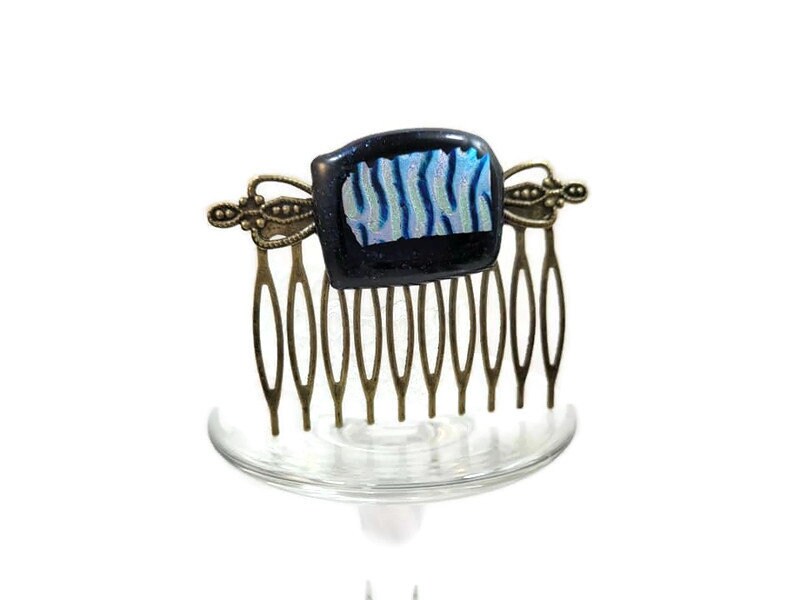 Dichroic Fused Glass Victorian Hair Comb With A Zebra Pattern - Etsy