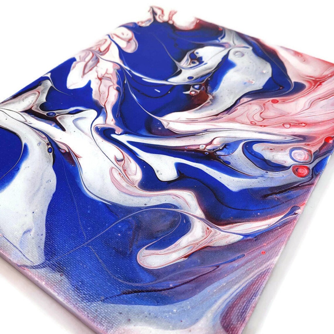Abstract Fluid Art Pour Painting: Red, White, Blue (8x10 Stretched ...