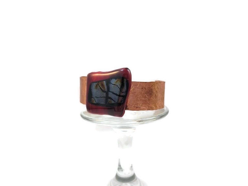 Cuff Bracelet Hand Hammered Adjustable Copper Band Red - Etsy