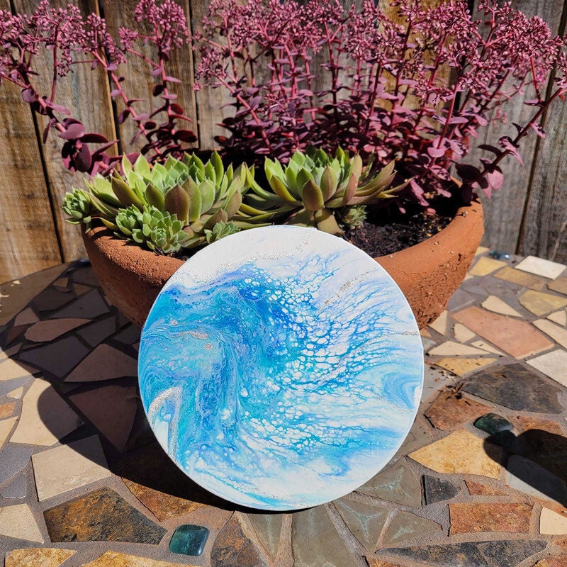 Acrylic Fluid Pour Art Painting Circle Stretched Canvas - Etsy