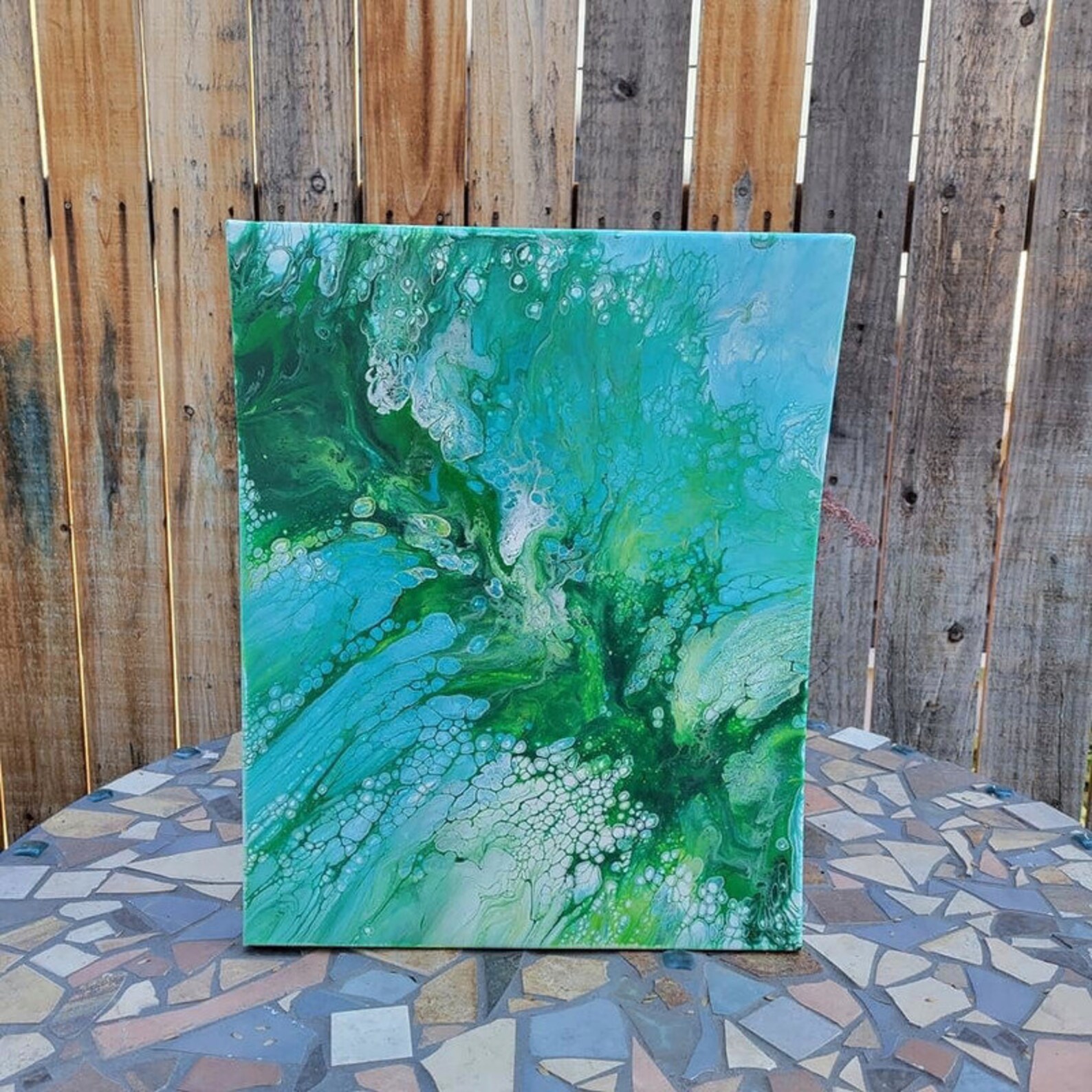 Discounted Warped Frame, Acrylic Fluid Art Painting, Stretched Canvas ...