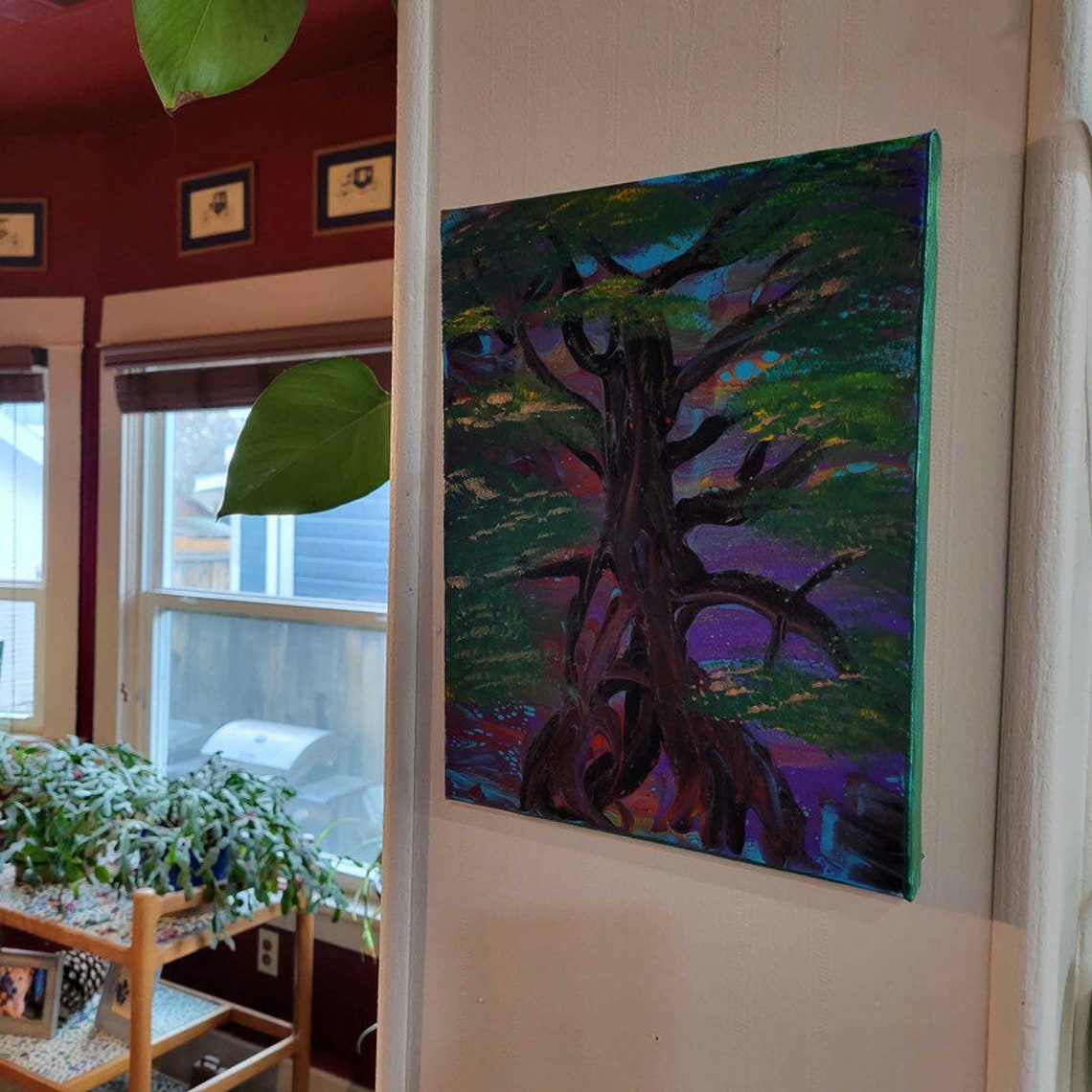 Forest Tree Acrylic Fluid Art Painting Stretched Canvas - Etsy