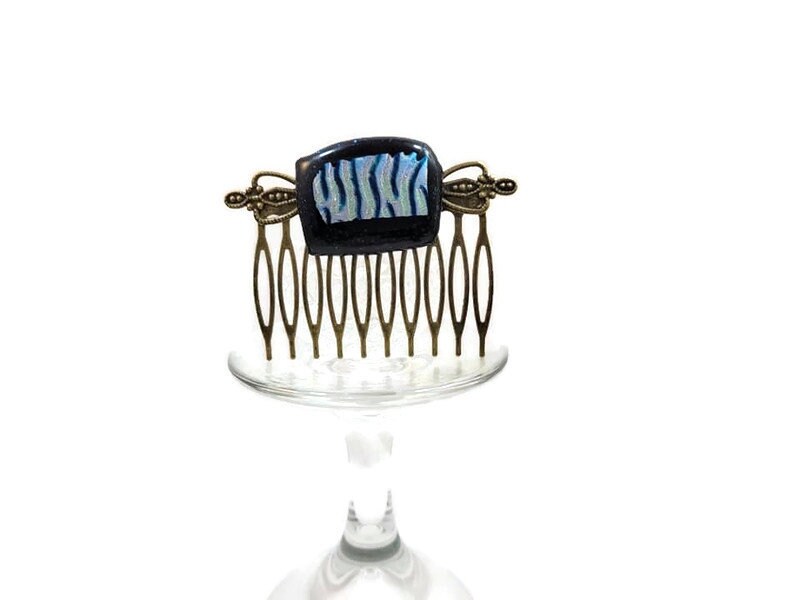 Dichroic Fused Glass Victorian Hair Comb With A Zebra Pattern - Etsy