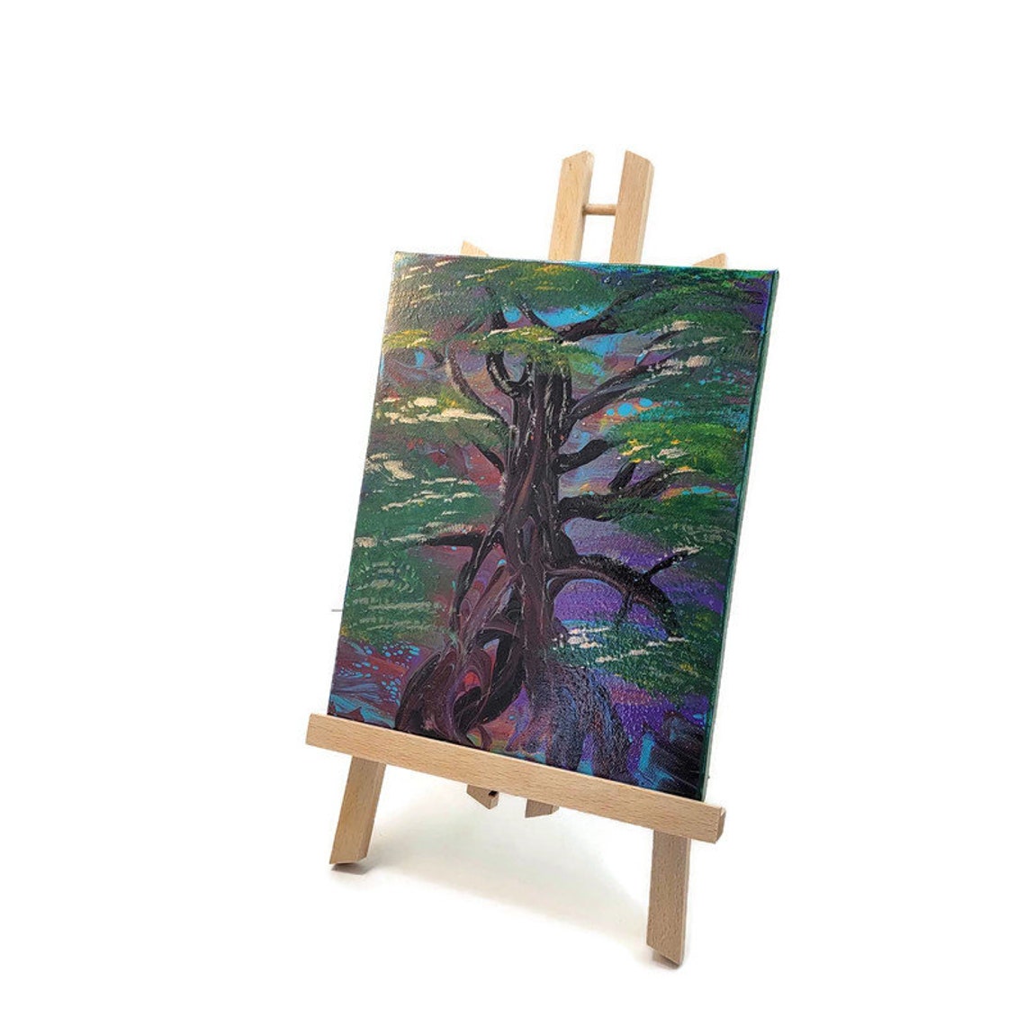 Forest Tree Acrylic Fluid Art Painting Stretched Canvas - Etsy