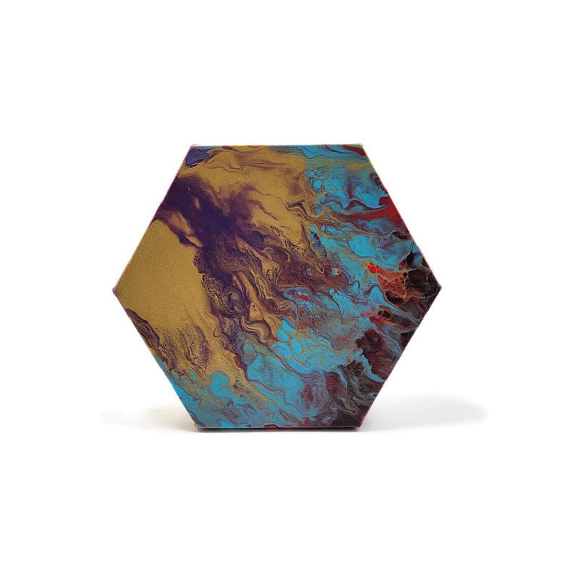 Acrylic Fluid Art Painting Hexagon Stretched Canvas Original - Etsy