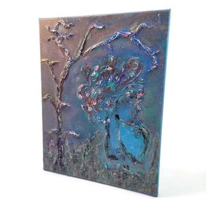 Textured Painting Pixie Fairy in A Enchanted Magical Forest, Original ...