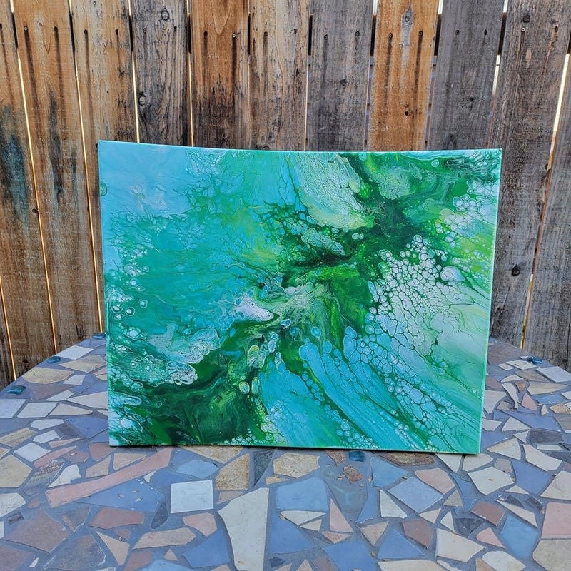 Discounted Warped Frame, Acrylic Fluid Art Painting, Stretched Canvas ...