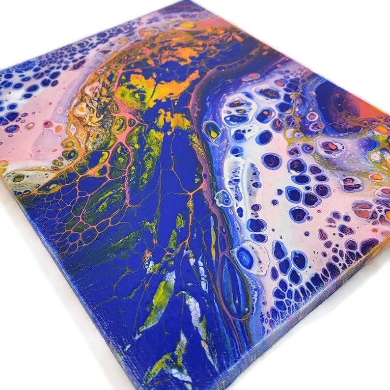 Acrylic Fluid Art Painting, Stretched Canvas, Original 8x10, Abstract ...