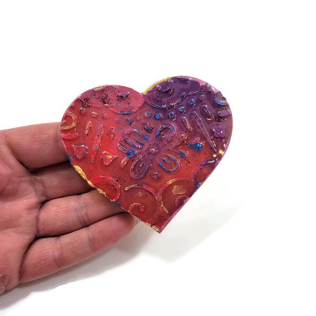 Heart Refrigerator Magnet Wooden Textured Resin Kitchen Office Decor ...