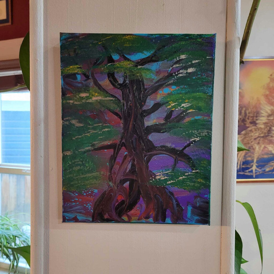 Forest Tree Acrylic Fluid Art Painting, Stretched Canvas Original 8x10 ...