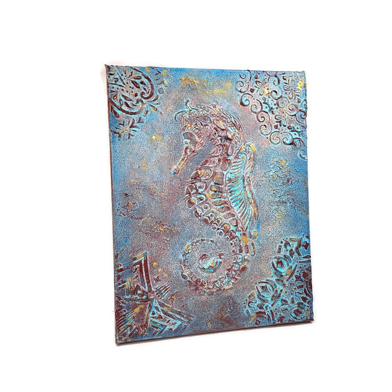 Seahorse Texture Acrylic Painting, Home or Office or Nursery Decor ...