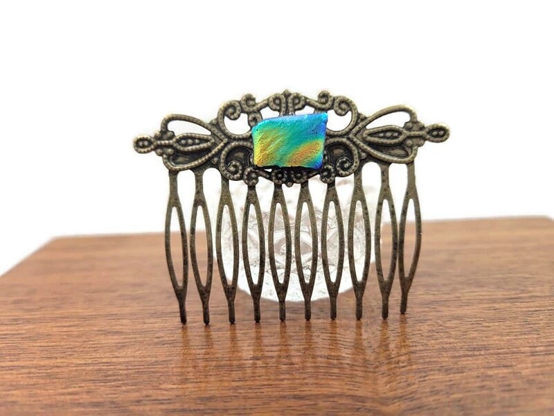 Fused Glass Hair Comb, Accessories, Wedding, Jewelry, Bohemian, Prom ...