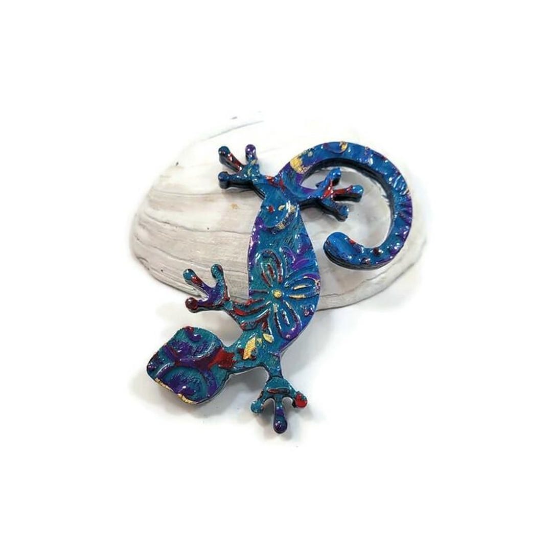 Gecko Refrigerator Magnet Wooden Textured Resin Kitchen Office Decor ...