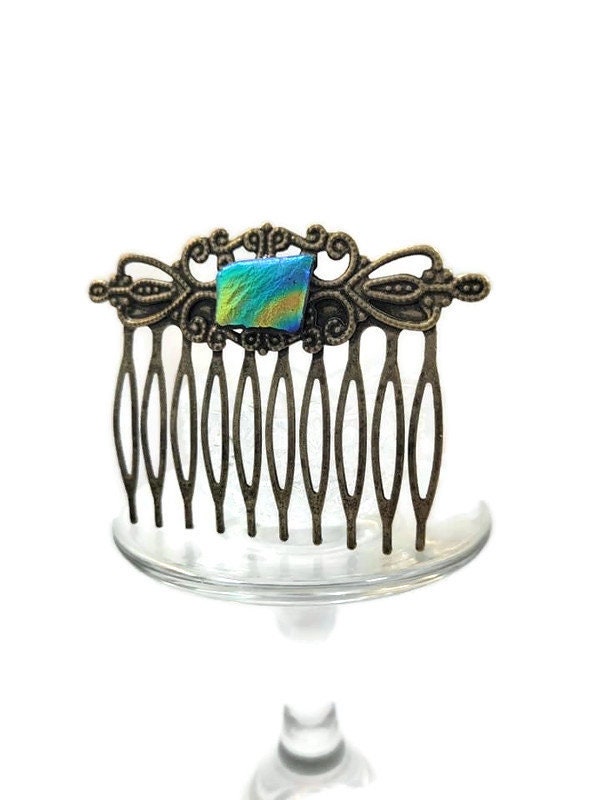Fused Glass Hair Comb, Accessories, Wedding, Jewelry, Bohemian, Prom ...