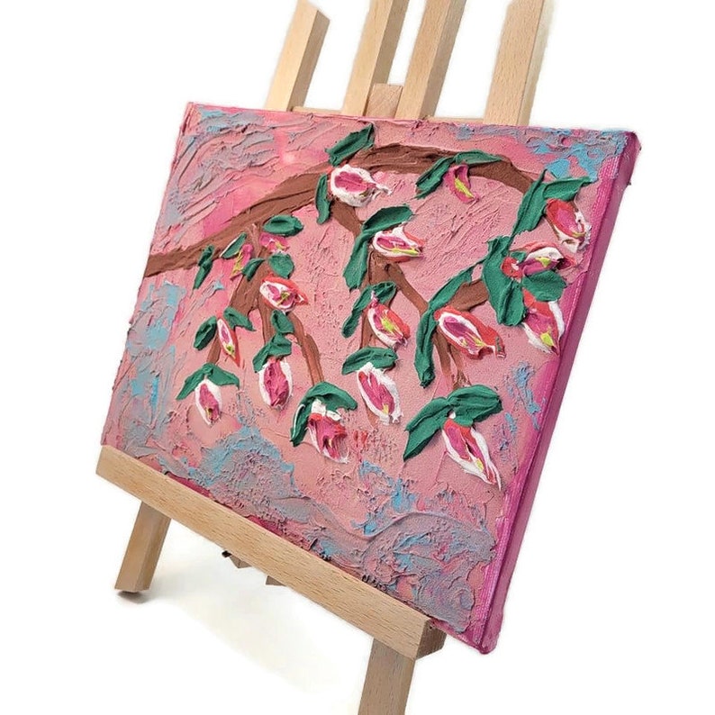 Textured Cherry Blossom Tree Branch Acrylic Painting: 8x10 Original ...