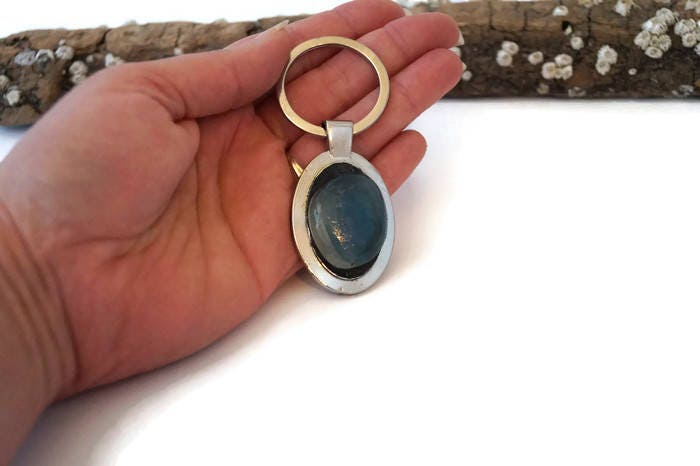 Key Chain Fused Glass Blue Fob Purse Jewelry Car Bling - Etsy