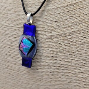 Necklace, Fused Glass Art Pendant, Dichroic Glass, Hippie, Bohemian ...