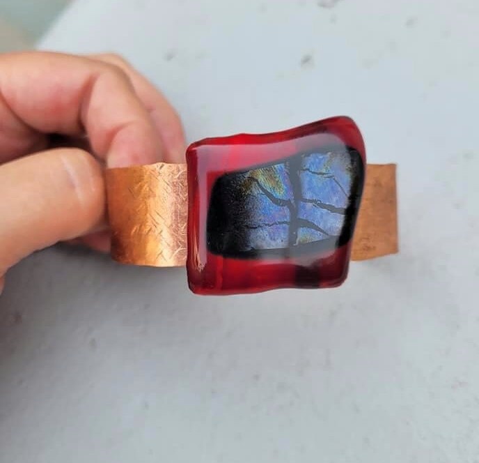 Cuff Bracelet Hand Hammered Adjustable Copper Band Red - Etsy