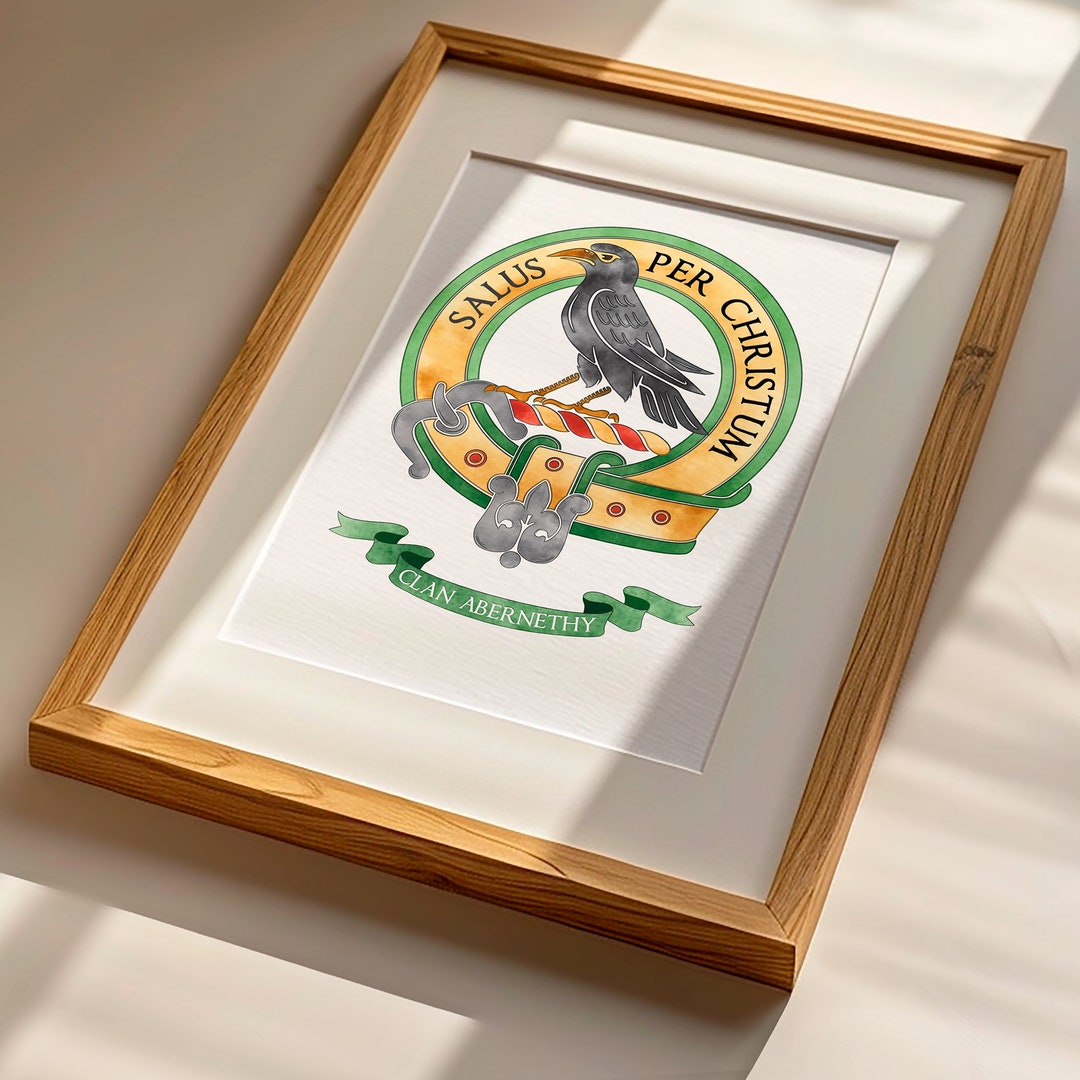 Abernethy Scottish Clan Custom Watercolour Print Personalised Family ...