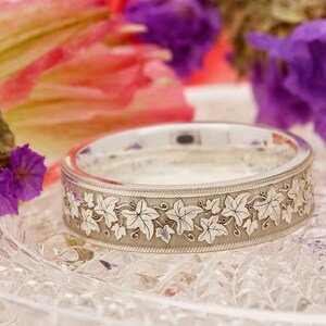 Ivy Ring Beautiful Leaf Design in Silver or 9ct Gold, Laser Engraved ...