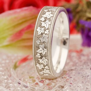 Ivy Ring Beautiful Leaf Design in Silver or 9ct Gold, Laser Engraved ...