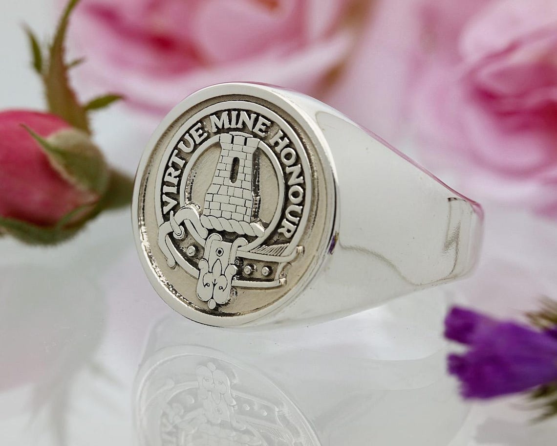 Maclean Scottish Clan Crest Signet Ring, Silver Hallmarked Handmade and ...