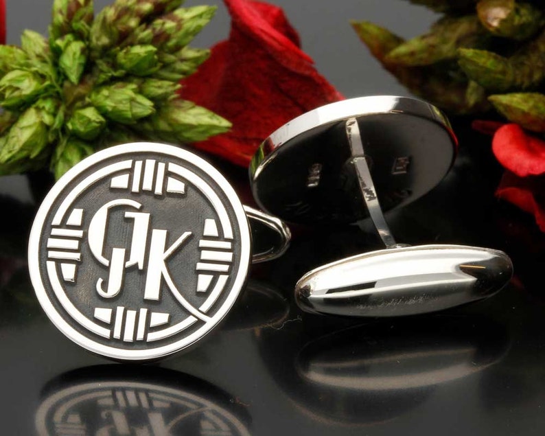 Art Deco Bespoke Monogram Sterling Silver Cufflinks Bespoke | Etsy