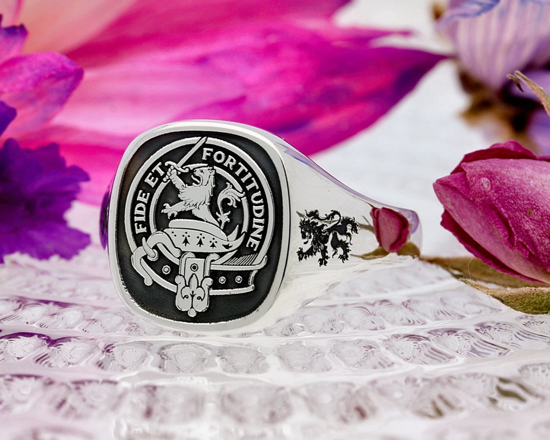 Farquharson Scottish Clan Engraved Signet Ring | Sterling Silver ...