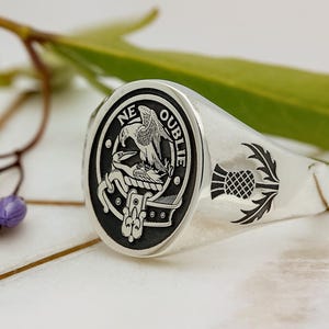 Graham Scottish Clan Signet Ring ( Ne Oublie ) Sterling Silver Handmade ...