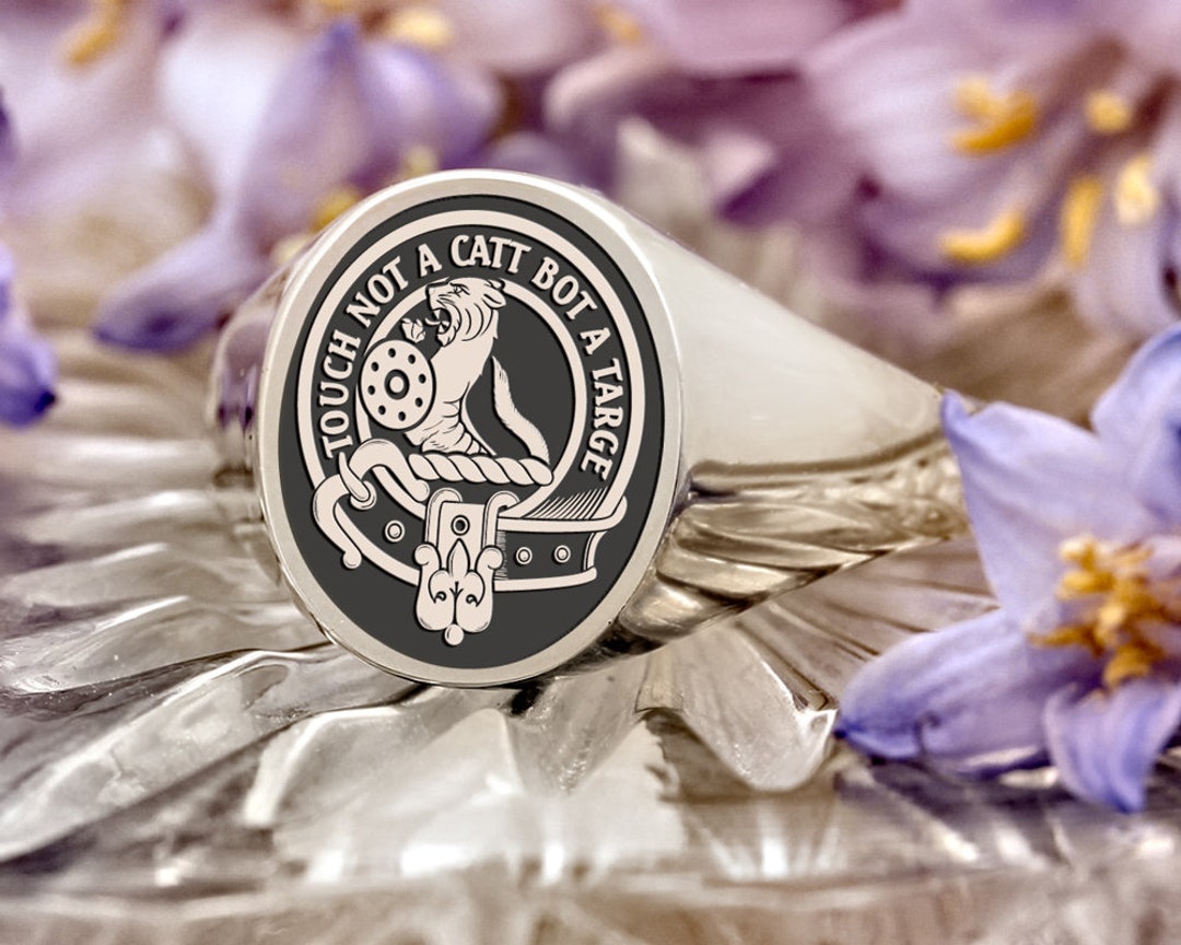 Macbain Macbean Scottish Clan Crest Signet Ring Silver Or Etsy