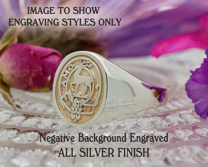 Gordon Scottish Clan Crest Signet Ring, ( Bydand ) Silver Hallmarked ...