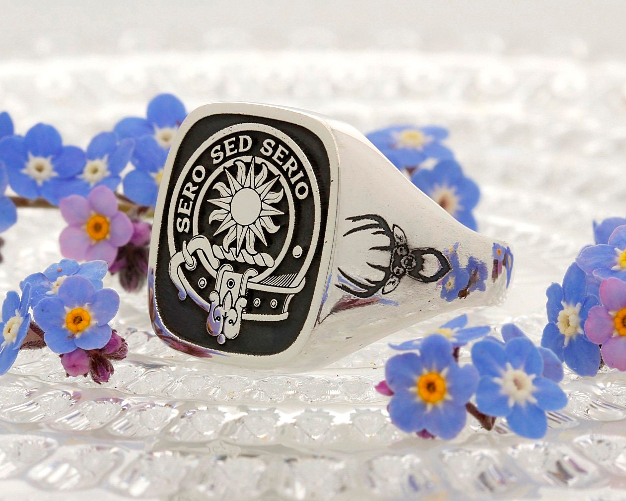 Kerr Scottish Clan Engraved Signet Ring | Sterling Silver | Family ...