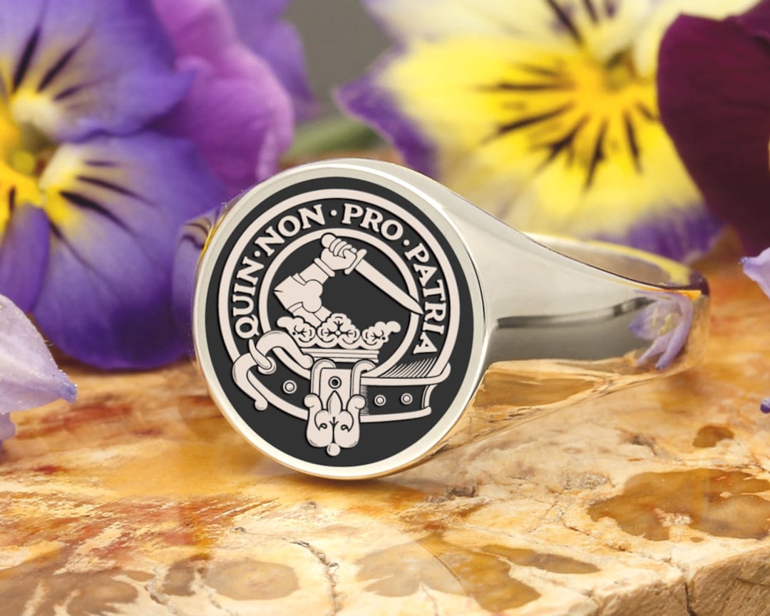 Dewar Scottish Clan Engraved Signet Ring | Sterling Silver | Family ...