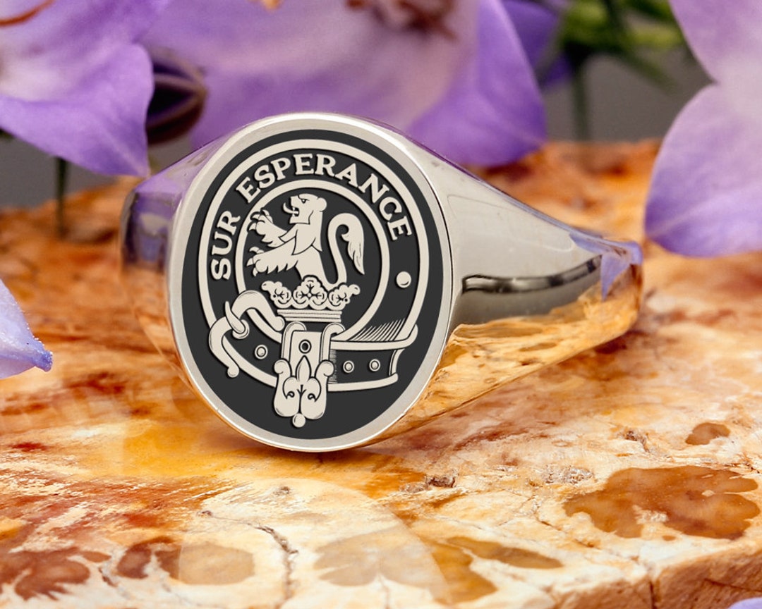 Moncrieff Scottish Clan Engraved Signet Ring | Sterling Silver | Family ...