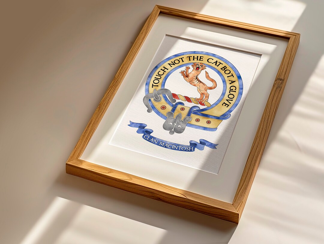 Macintosh Scottish Clan Digital Art Print Personalised Family Crest ...