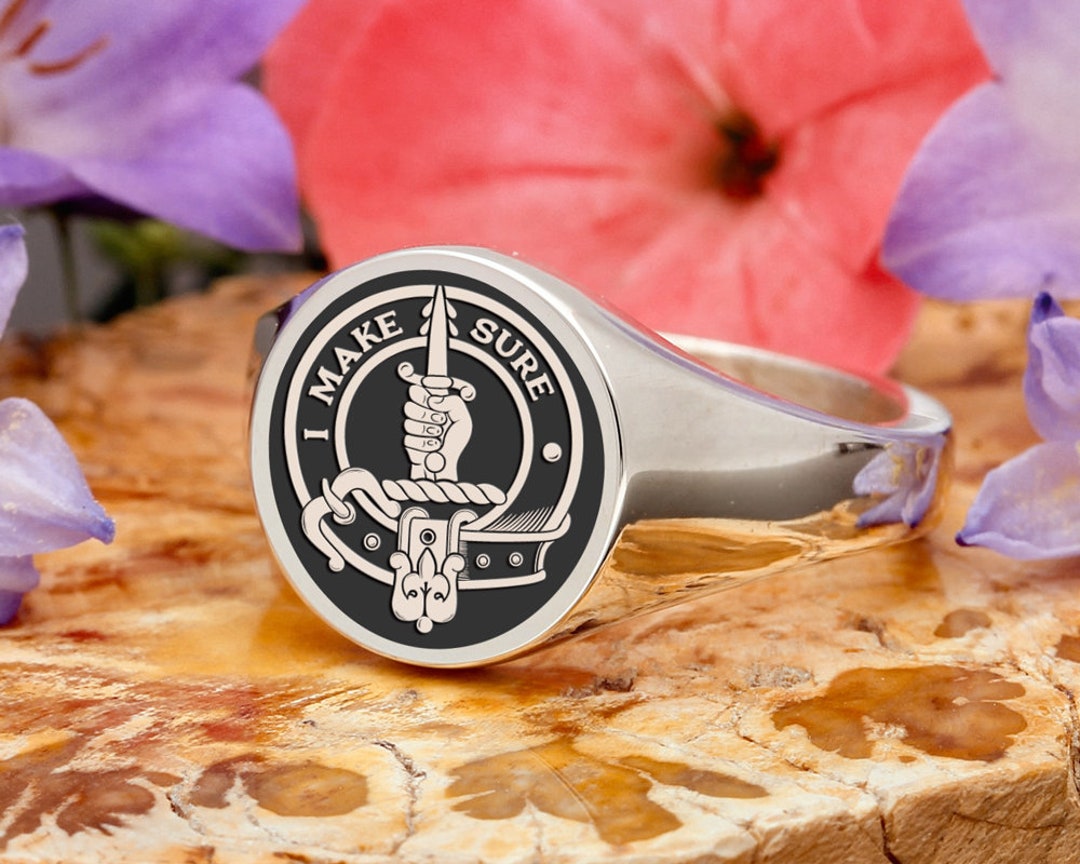 Kirkpatrick Scottish Clan Engraved Signet Ring | Sterling Silver ...