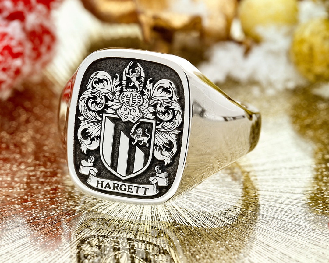 Family Crest HS39 15x18mm Engraved Signet Ring | Sterling Silver ...