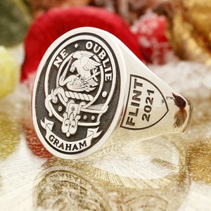 Graham Scottish Clan Signet Ring Ne Oublie Sterling Silver Handmade and ...