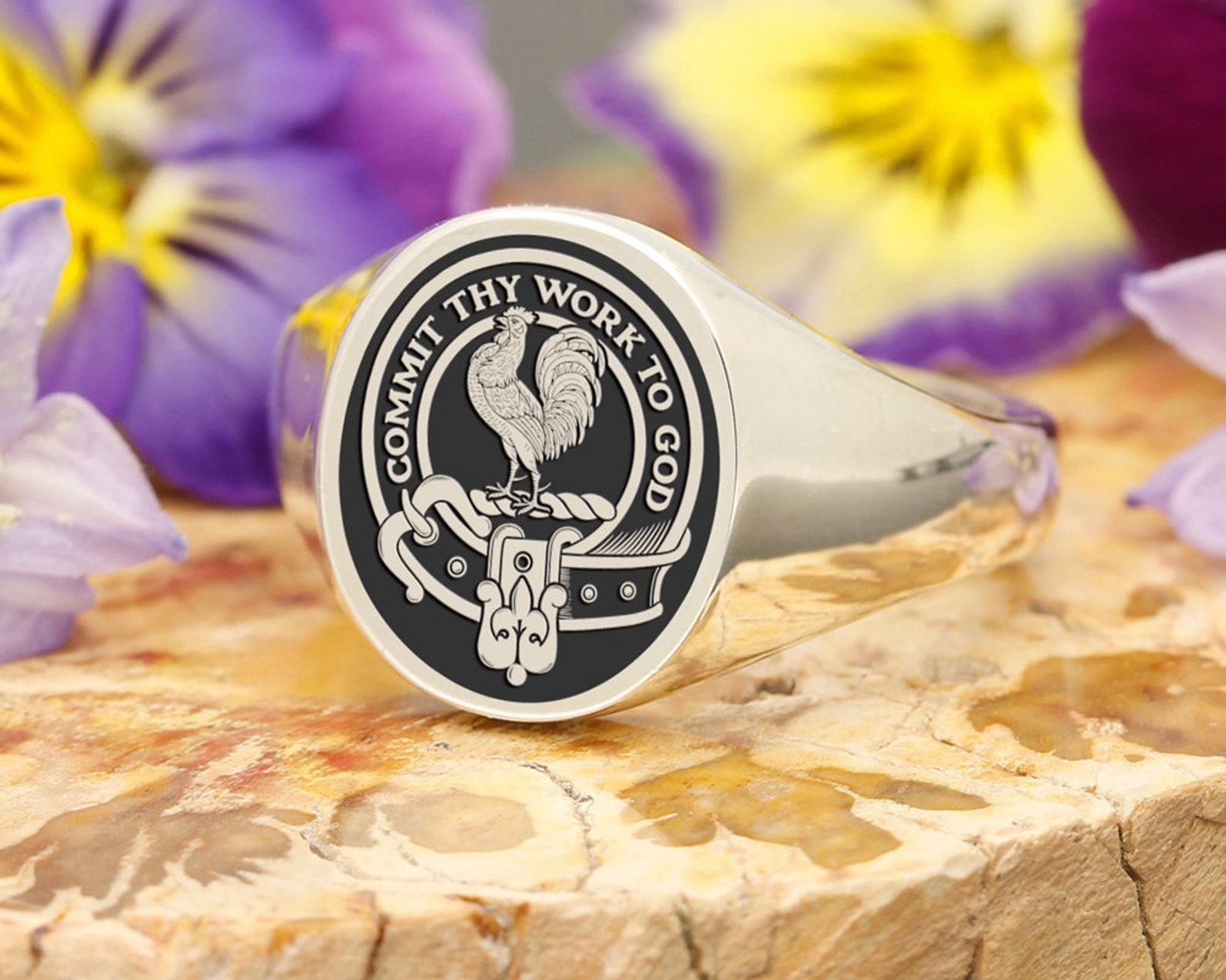 Sinclair Scottish Clan Crest Signet Ring, 925 Sterling Silver Handmade ...