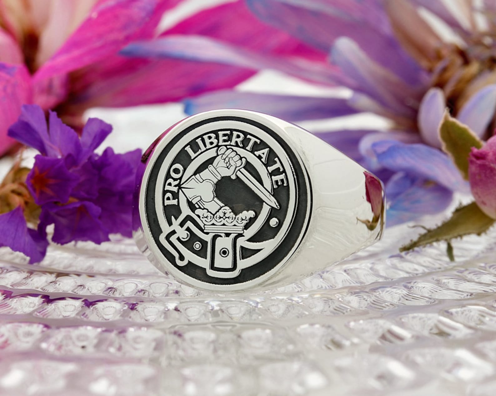 Wallace Scottish Clan Signet Ring, Silver Handmade and Laser Engraved ...