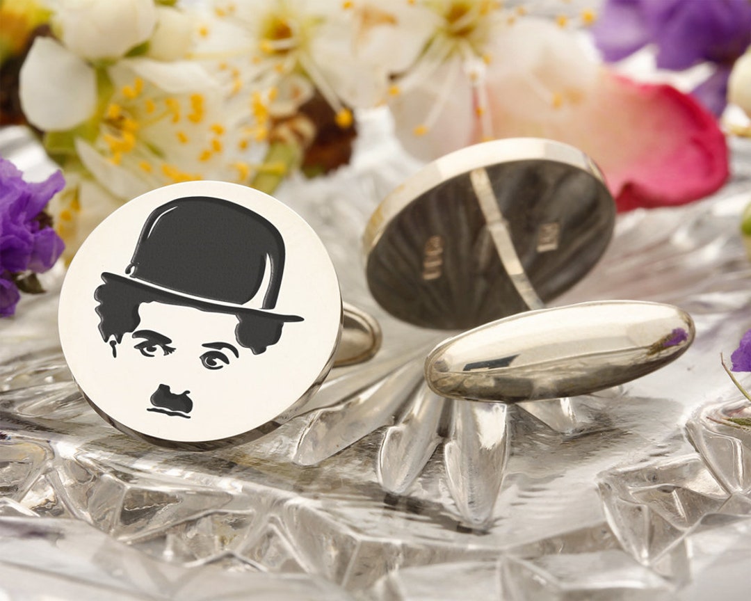 Charlie Chaplin Engraved Cufflinks | Sterling Silver | Personalised ...