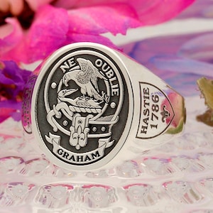 Graham Scottish Clan Signet Ring ( Ne Oublie ) Sterling Silver Handmade ...